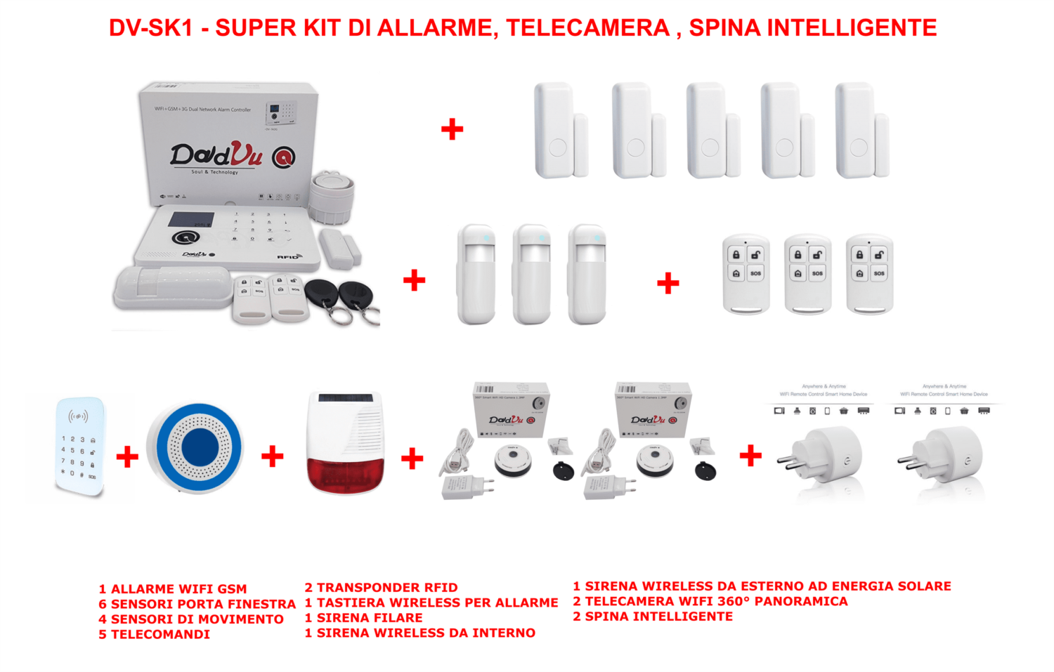 Allarme Gsm e telecamera Wireless WIFI Super kit Sicurezza DV-SK1 | DadVu